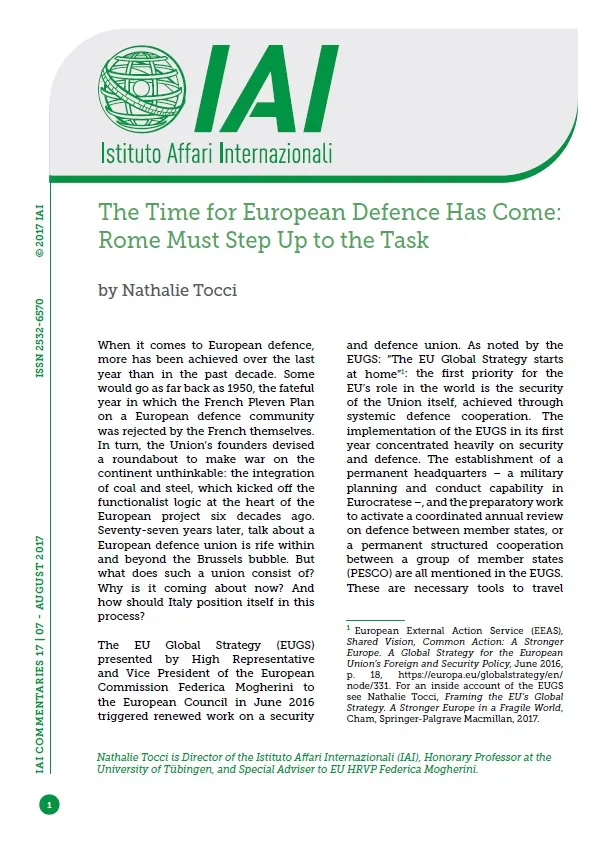 The Time for European Defence Has Come: Rome Must Step Up to the Task ...