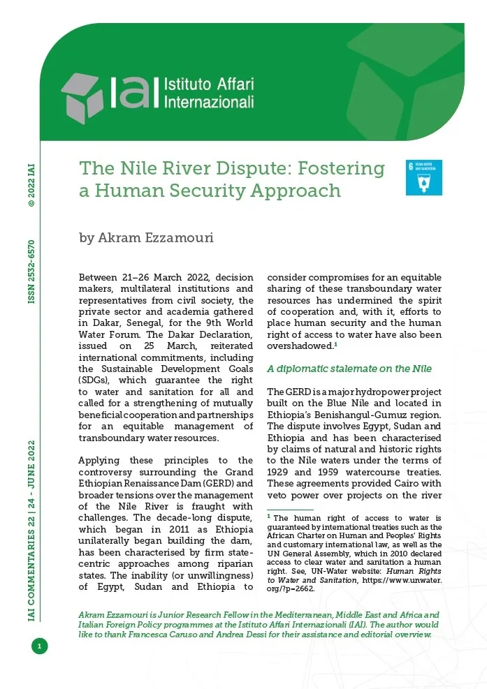 The Nile River Dispute: Fostering a Human Security Approach | Istituto ...