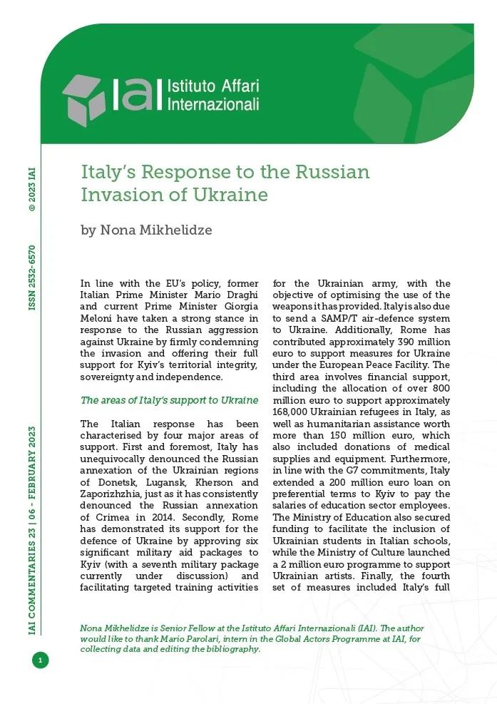 Italy’s Response to the Russian Invasion of Ukraine | Istituto Affari ...