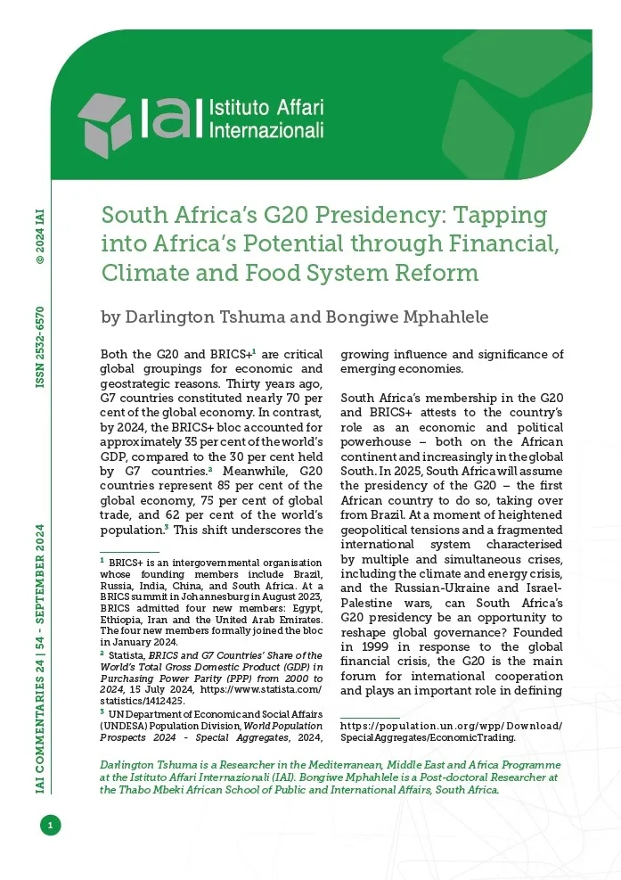 South Africa’s G20 Presidency: Tapping into Africa’s Potential through ...