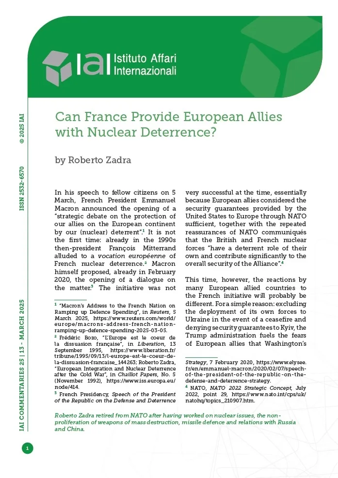 Can France Provide European Allies with Nuclear Deterrence? | Istituto ...