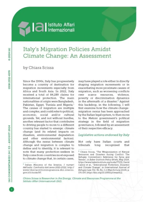 Italy’s Migration Policies Amidst Climate Change: An Assessment ...